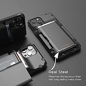 VRS DESIGN Damda Glide Pro Compatible for iPhone 12 Pro Max Case, with [4 Cards] Premium Sturdy [Semi Auto] Credit Card Holder Slot Wallet for iPhone 12 Pro Max 6.7 inch(2020) Black