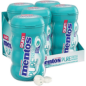 Mentos Pure Fresh Sugar-Free Chewing Gum with Xylitol, Bulk, Wintergreen, Bulk, 50 Count, (Pack of 4)