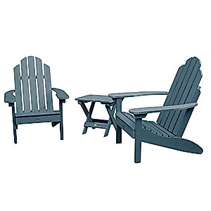 Highwood AD-KITCLAS2-NBE Classic Westport Adirondack Chairs with Side Table, Nantucket Blue