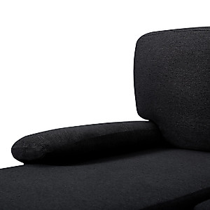 KoiHome 79.5" Left Hand Facing Sectional Sofa Couch with 2 Detachable Armrest Pillows, Modern Fabric 3-seater L Shape Chaise with Gold Metal Legs for Living Room,Apartment,Office, Polyester, Black