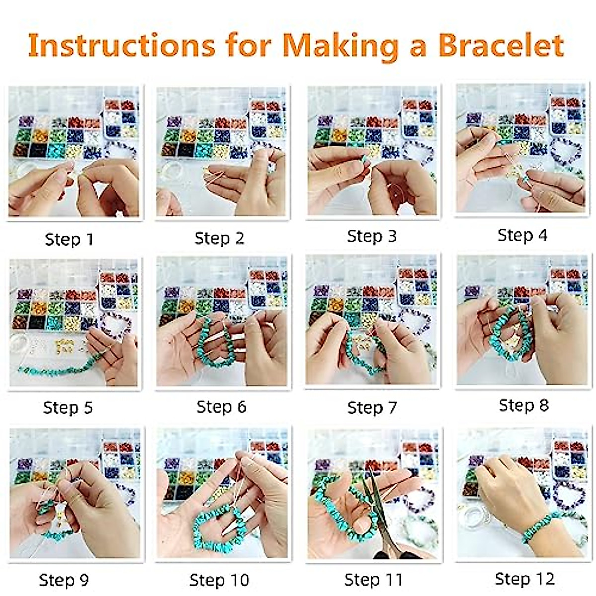 ZHIYUXI Crystal Beads for Jewelry Making 15 Colors Crystal Chips Hippie Beads Irregular Gemstone Crystals Stone Beads for Crafts, Bracelet, Necklace, Earrings, Crystal Tree 750 Pcs