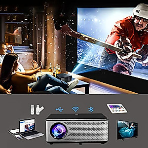 WTONISY Android Home Projector with WiFi and Bluetooth,1080p Native Projector Full HD,50-240 Inch Big Screen Smart Projector 4k with APPs and Bluetooth Built in