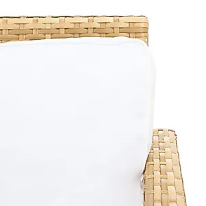 Safavieh Outdoor Collection Garnen Wicker Cushion 4-Piece Living Set PAT7714D, Natural/White