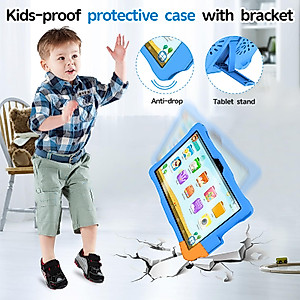 10.1 Inch Kids Tablet with Eye Protection,Android 12 Tablet for Kids,1280x800 HD IPS,3GB+32GB,6000mAh Dual Camera WiFi Bluetooth Tablet,Children Tablet with Shock-Proof Case YouTube Netflix(Blue)