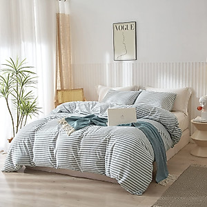 EAVD Duvet Cover Twin Grey Striped Duvet Cover Soft Microfiber Classic Striped Geometric Bedding Set with 2 Pillowcases Reversible Modern Grey Striped Comforter Cover with Zipper Closure