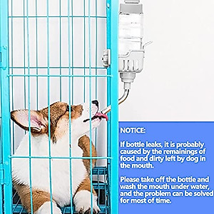 Vannon Dog Water Dispenser for Cage Leakproof Crate Water Bottle for Dogs & Rabbits Pet Auto Feeding Water Bottle Nozzle Diameter: 12mm, Top Fill, BPA Free