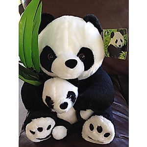 Aurora® Adorable Miyoni® Panda with Cub Stuffed Animal - Lifelike Detail - Cherished Companionship - Black 15 Inches