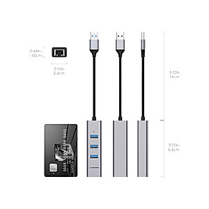 LENTION USB Hub to 3 USB 3.0 & Gigabit Ethernet LAN RJ45, Network Adapter Compatible MacBook Air/Pro (2009-2015), Surface, Chromebook, More Type A Devices, Stable Driver Certified(H23s, Space Gray)