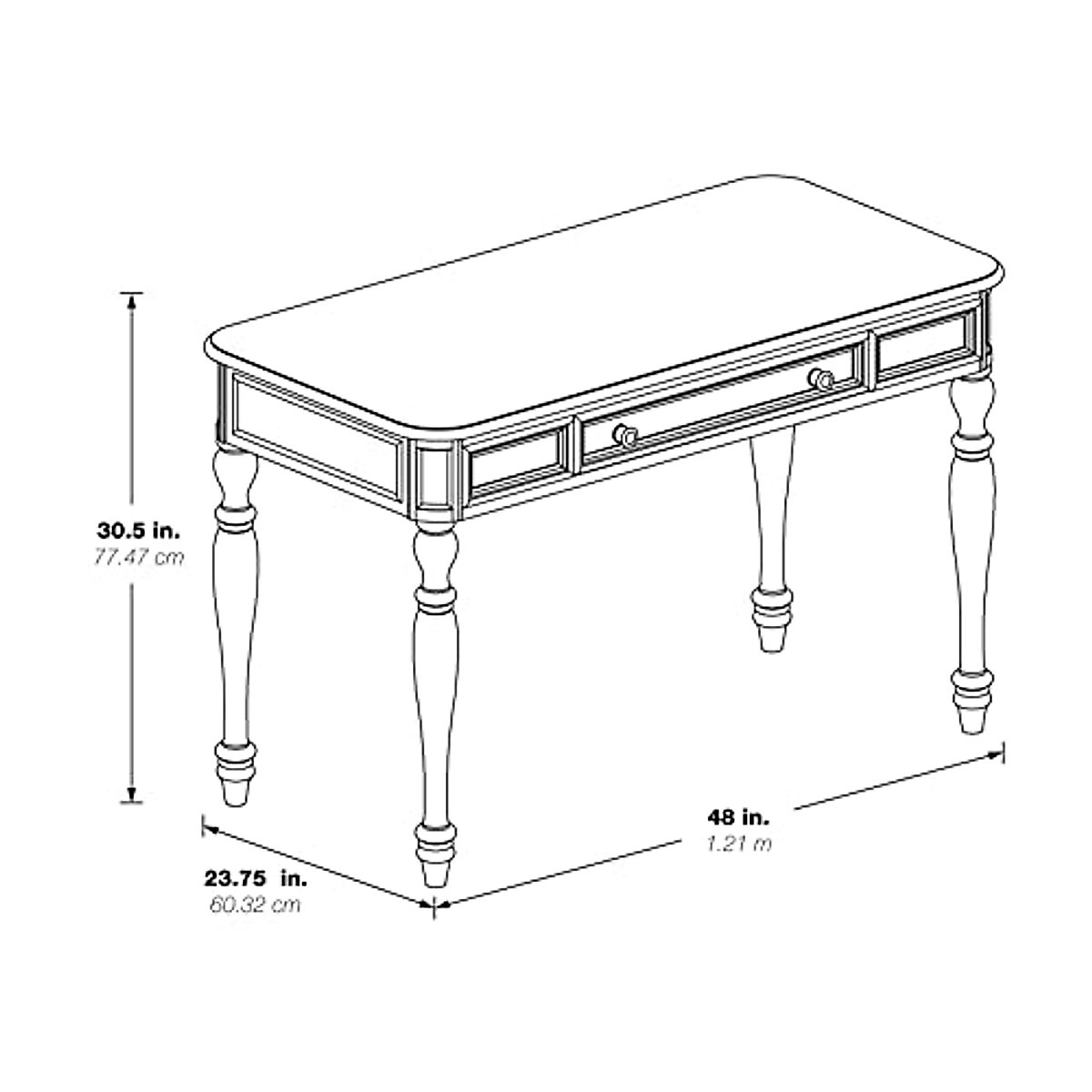 OSP Home Furnishings Country Meadows 48 Inch Writing Desk with Drawer, Plantation Grey