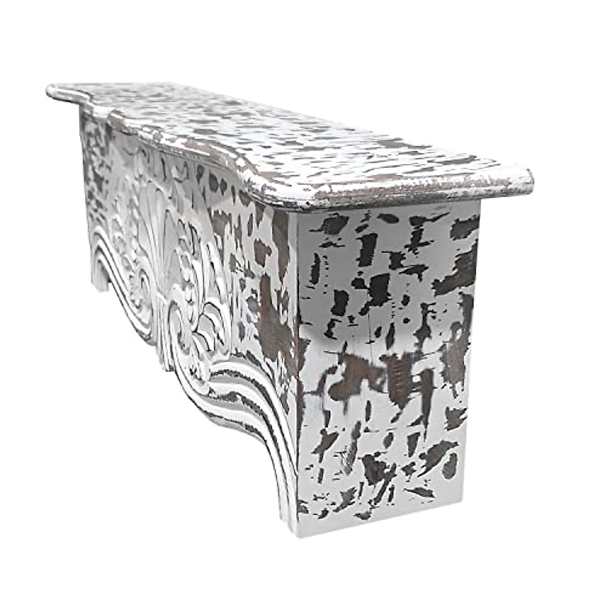 The Urban Port 28-Inch Wooden Floating Wall Shelf with Engraved Floral Details