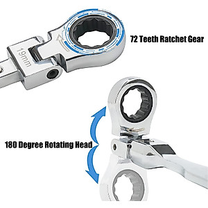 LSLANSOON 27 Pcs Flex Head Ratchet Wrench Set, 6mm-20mm Changeable Torx Ratchet Wrench Heads with Screwdriver Bits Multi Tool Set with Case