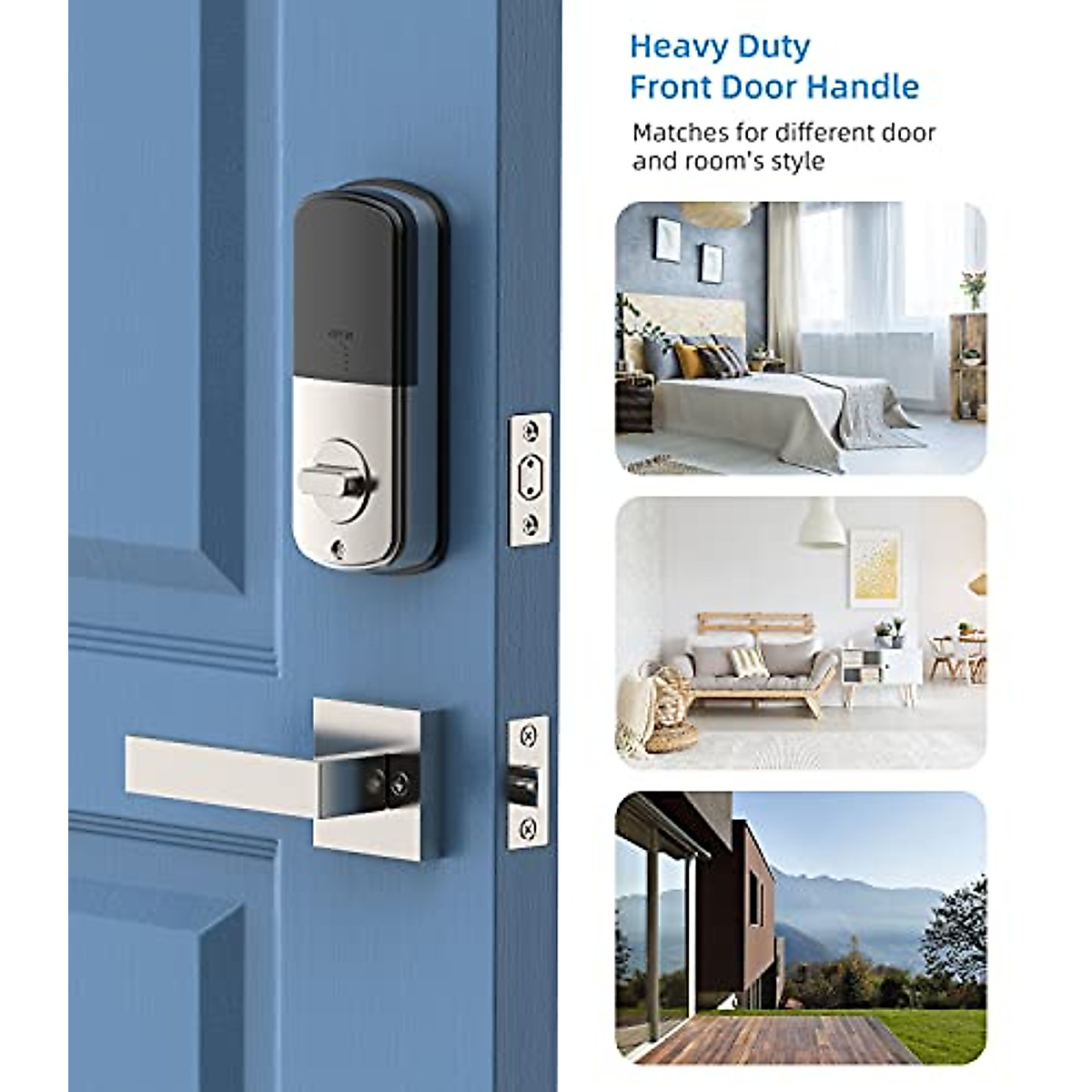 Front Entry Handle, Single Cylinder Lower Handleset Door Lever Satin Nickel Silver for Exterior/Interior Compatible With Left and Right Side Door
