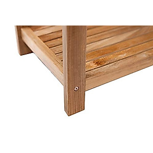 NORDIC STYLE TEAK Wood Shower Stool and Spa Bench with Shelf, Teak Shower Bench for Indoor and Outdoor Use, Teak Storage Bench, Teakwood Shower Bench, Natural Teak Finish, 35"