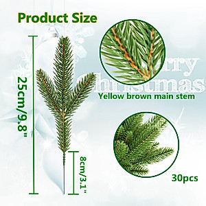 Elyjhyy 30pcs Artificial Pine Branches Green Plants Pine Needles DIY Accessories for Garland Wreath Christmas and Home Garden Decor