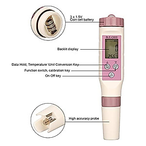 Digital PH Meter, 7 in 1 Bluetooth PH, TDS, EC, ORP, SG, Salinity and Temperature Tester Pen 0.01 High Accuracy for Household Drinking, Hydroponics, Pools and Aquarium