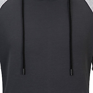 Maiyifu-GJ Men's Fleece Color Block Pullover Hoodies Slim Fit Drawstring Hooded Sweatshirt Casual Long Sleeve Gym Hoodie (Dark Grey,XX-Large)