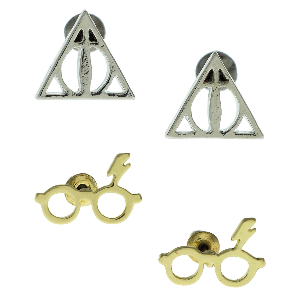 Harry Potter Earrings For Women 3 Pack Deathly Hallows, Lightning Scar, Harry Potter Wand