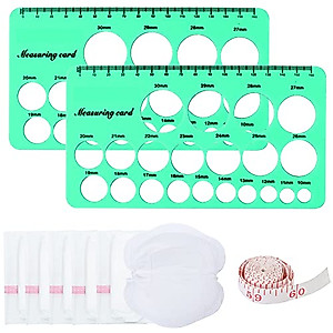 2pcs Nipple Rulers for Flange Sizing Measurement Tool with Silicone& Soft Flange Size Measure for Nipples, 1pcs Soft Ruler, 5pcs Disposable Nursing Pads-Super Absorbent&Comfortable, 8pcs Sets