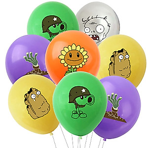 ADILAIDUN 43Pieces Plants Play Game Zombies Party Supplies,Including PVZ Happy Birthday Banner,PVZ Cake Topper,PVZ Latex Balloons for Kids Boys Game Players Party Decoration