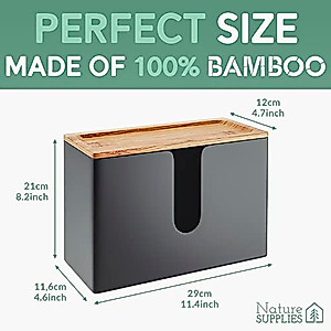 Bamboo Paper Towel Dispenser with Removable Top Tray for Bathroom and Kitchen - Wall Mount and Countertop Multifold Paper Towel, C-Fold, Zfold, Tri fold Hand Towel Holder Commercial (Black)