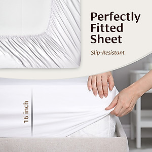 BELLE TERRE Luxury 100% Viscose Derived from Bamboo Sheets Full Size Set - Organic, Super Soft Sheets - Full Size Set with Top and Fitted Sheet, 2 Pillowcases - Cooling Sheets for Hot Sleepers