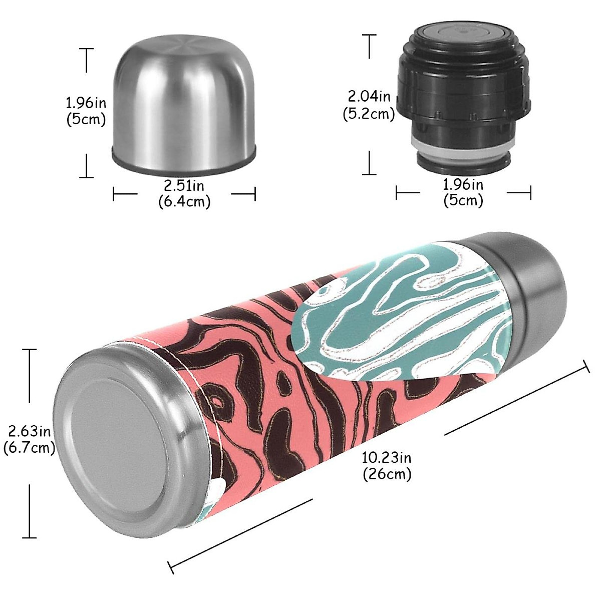 Stainless Steel Leather Vacuum Insulated Mug Abstract Texture Thermos Water Bottle for Hot and Cold Drinks Kids Adults 16 Oz