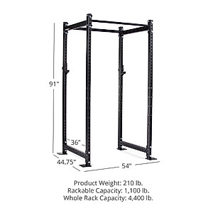 Titan Fitness T-3 Series Black Tall Power Rack, 36in Depth, 1,100 LB Capacity Cage for Weightlifting and Strength Training
