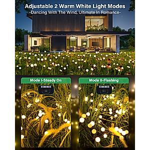 4 Pack 48 Big LEDs Solar Garden Lights-Firefly Lights Solar Outdoor Waterproof-2 Lighting Mode Solar Swaying Pathway Lights, Sway By Wind-Warm White Outdoor Solar Lights For Yard Patio Landscape Lawn