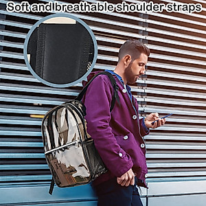 Woddtery Clear Backpack, Heavy Duty PVC Transparent Backpack, See Through Backpacks for School, Work,Stadium,Travel,Security,Festival,College Black…