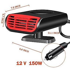 【2022 NEW】Portable Car Heater,2 in 1 Auto Car Heater, Fast Heating Defrost Defogger Cooling Car 12V Lighter Heater 60 Second Plug in Car Cig Lighter Demister, Car Fan Windshield Defroster