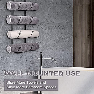 Lei Wing Towel Rack Wall Mounted for Bathroom, 2 Set Black Bath Towel Holder, Metal Wine Rack Towel Shelf Storage Organizer for Bathroom Towels, Washcloths, Hand Towels