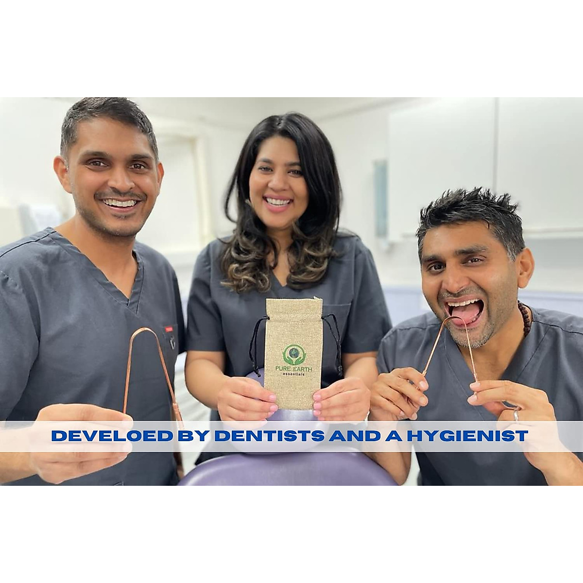 100% Pure Copper Tongue Scraper for Adults - Heavy-Duty, Rust-Proof, Long-Lasting Oral Care - Travel Tongue Scraper Ayurvedic with Case - PURE EARTH essentials (1 Piece/Pack)