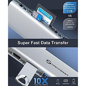 USB C Hub Adapter MacBook - UtechSmart 7 in 2 MacBook Pro/Air Accessories Multiport Adapter with Thunderbolt 3 Port, 100W PD 4K@30Hz, 40Gbps 4K HDMI, 3*USB3.0 Data Port SD and MicroSD Card Reader