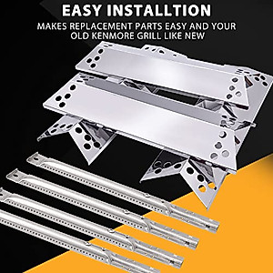 Hipoilk Grill Replacement Parts for Kenmore 415.16107110 122.16134110 415.16106210, Charbroil 463411911 463411512, Nexgrill 720-0783 720-0719BL, Grill Burners, Heat Plate Shield, Igniter