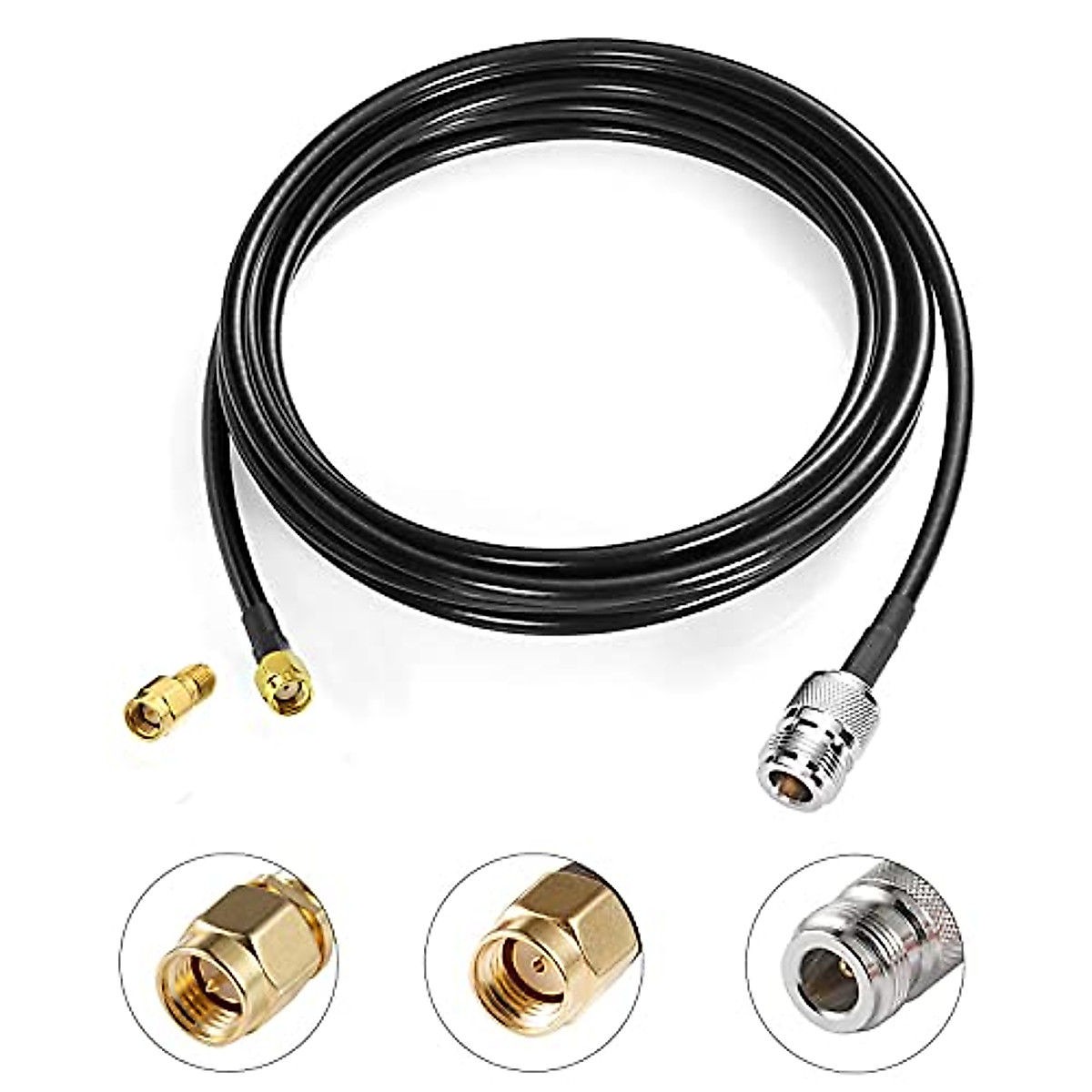 eifagur N Type Female to SMA/RP-SMA Male 20ft RG58 Low Loss Cable Compatible with WiFi 4G LTE Wireless Router Gateway Cellular RTL SDR USB ADS-B Receiver Radio Transmitters LoRa Helium Miner Antenna