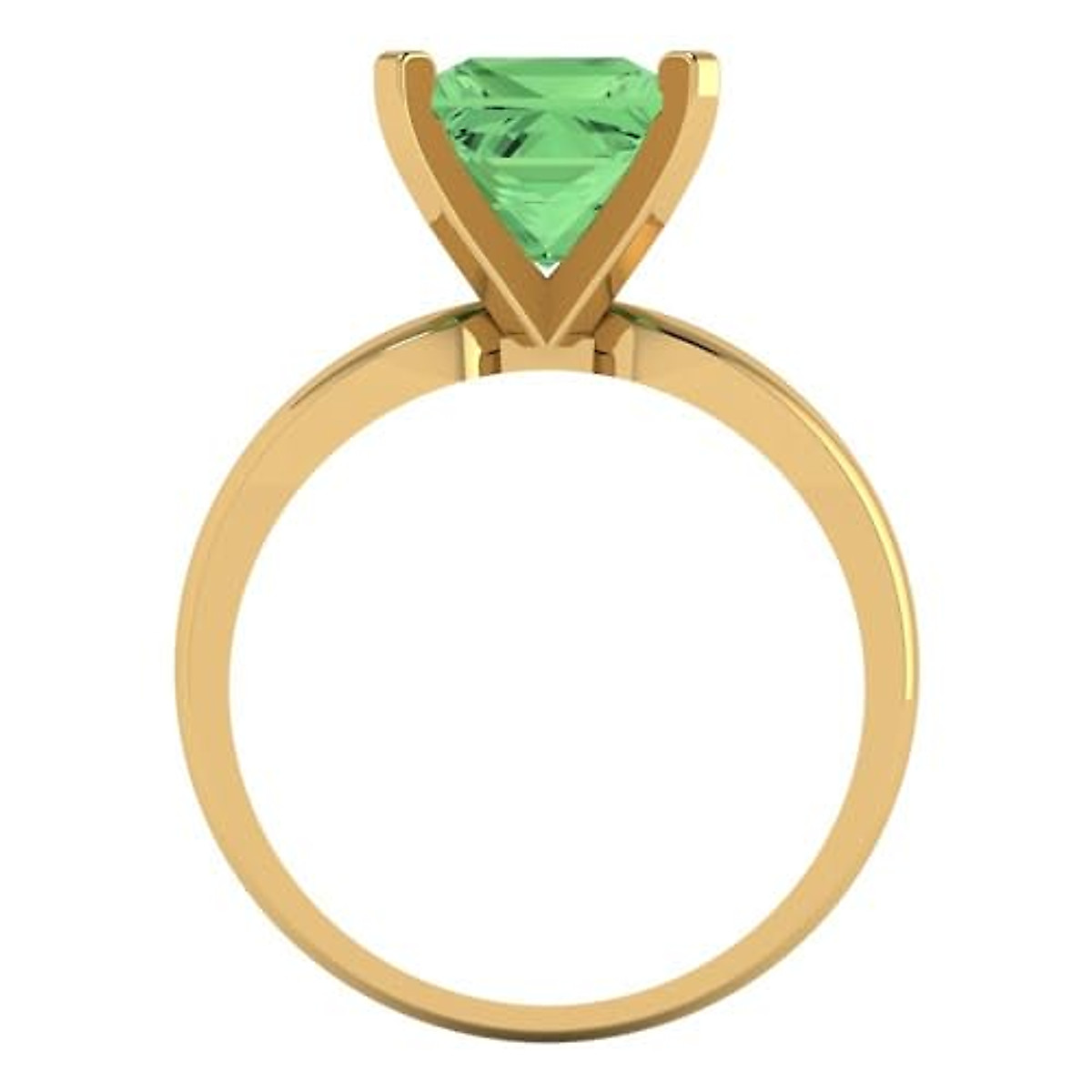 Clara Pucci 2.50ct Princess Cut Solitaire Green Simulated Diamond Excellent Engagement Bridal Promise Anniversary Ring 18K Yellow Gold 6