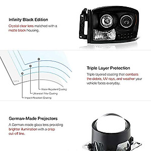 South Mud Bay Compatible with LED+DRL Black Halo Projector Headlights Lamp Assembly PRO-JH-DR06-LED-BK