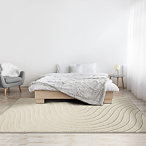 LUXE WEAVERS Modern Geometric Wave Cream 5x7 Area Rug