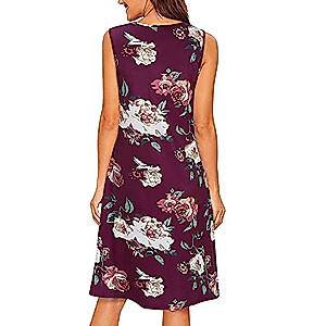 Women's Casual Sleeveless Floral Summer Beach Halter Neck Dresses Tank Mini Sundress(Wine, S)