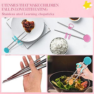 LLMSIX 2 Pairs Kids Chopsticks Training Sailor Moon Chopsticks Reusable Metal Training Chopsticks Chopsticks Stainless Steel Learning Chopstick Helper for Children Adults Learning and Training