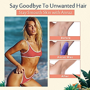 Hard Wax Beads - Anruz 1lb Wax Beans for Sensitive Skin - Face Wax Hair Removal Waxing Beads for Eyebrow, Facial, Body, Brazilian Bikini & Leg At Home Waxing for Any Wax Warmer