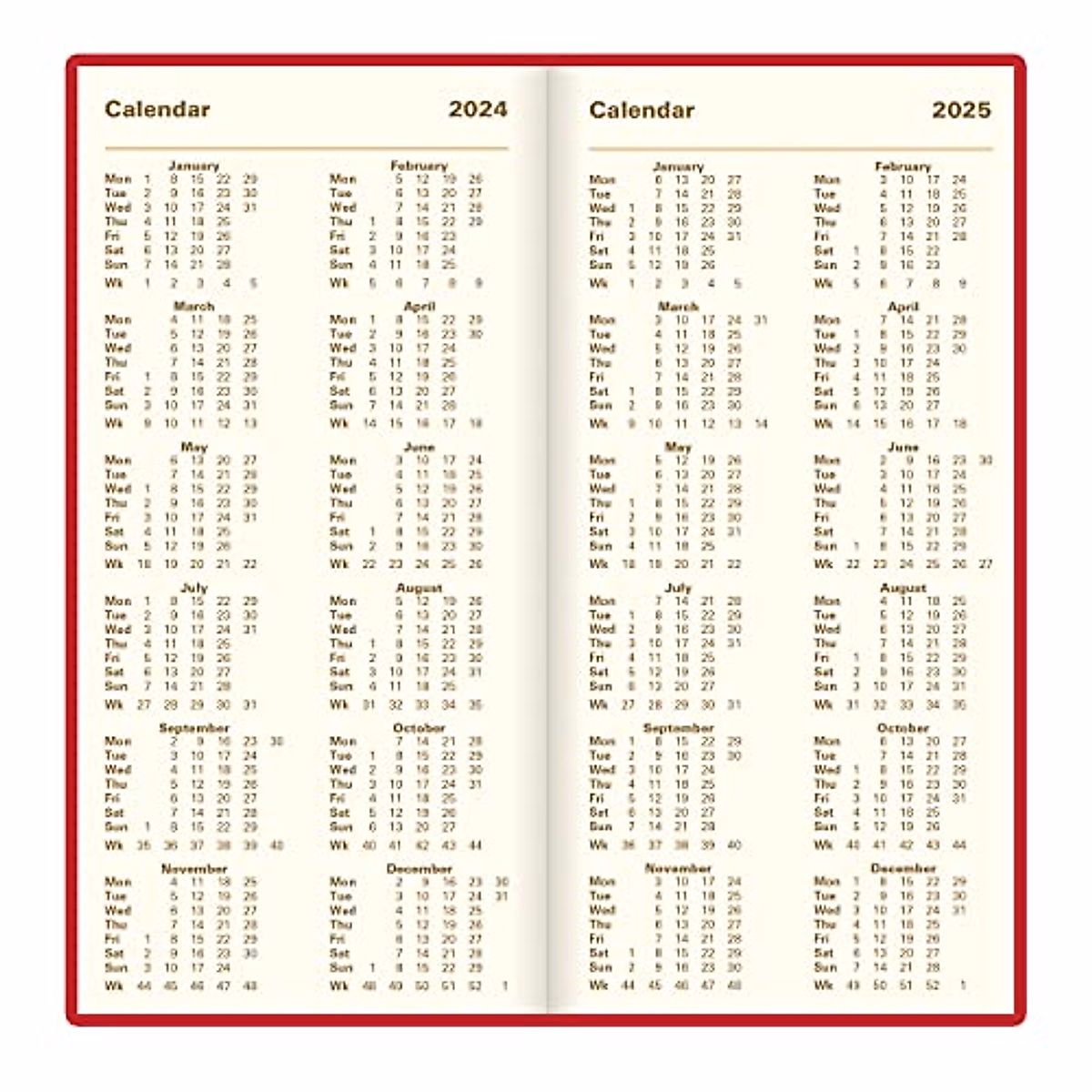 Letts of London Signature Weekly/Monthly Planner, 12 Months, January to December, 2024, Bonded Leather, Slim Size, 6.625" x 3.25", Burgundy (C38SUBY-24)