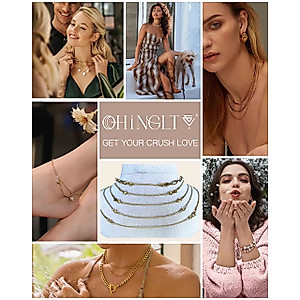 OHINGLT Necklace Extender 10Pcs Chain Extenders for Necklaces Bracelet,Gold and Silver Plated Extender Chain Necklace Chains for Jewelry Making