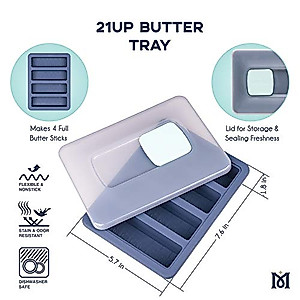 Magical Butter 21UP Silicone Non-Stick Butter Tray -Effortless Butter Making with Precise 8 Tbsp Sticks. Food-Grade, Non-Stick Rectangle Container for Brownies, Homemade Butter, Herbed, Garlic Butter