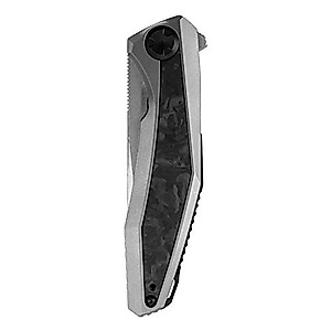 Zero Tolerance Sinkevich KVT Pocketknife; 3.4 Inch CPM 20CV Stainless Steel Blade, Bead Blasted and Machine Satin Finish, KVT Ball-Bearing System, Bead-Blasted Titanium Handle, Made in USA (0470)