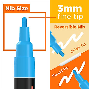 Fine Tip Chalk Markers - Pack of 40 (Neon, Classic & Metallic) Chalk Pens - For Chalkboard, Blackboard, Window, Labels, Bistro, Glass - Wet Wipe Erasable - 3mm Reversible Tip