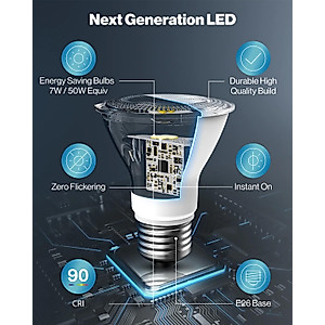 Sunco 4 Pack PAR20 LED Bulbs 50W Equivalent 7W Dimmable, CRI90 2700K Soft White 470 Lumens E26 Medium Base IP65 Waterproof Indoor Outdoor Home Super Bright Wide Area Flood Light - UL