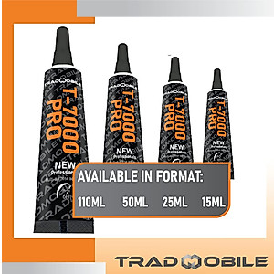 TRADMOBILE T7000 Pro New Black Glue Recipe 2021 Drying 6h Super Glue for Repair Phones Smartphones Tablets Jewelry Books Binding Leather Shoes Papers (3.7 fl.oz)