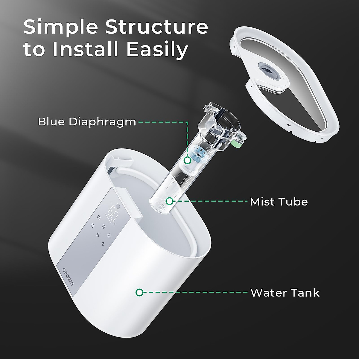 OPOWO Humidifier for Bedroom Cool Mist for Plants, 5.5L Top Fill Air Humidifier for Large Room, Essential Oil Diffuser, Lasts up to 55H, Sleep Mode, Timer, Touch and Remote Control, Auto Off