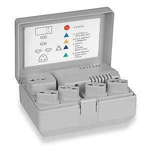PyleMeters International Travel Voltage Converter Transformer - UK/AU/EU/US Voltage Converter 220 to 110 Step Down Power Converters w/ 6 Worldwide Plug Adapters - Laptop Camera Cell Phone PVKT130.5